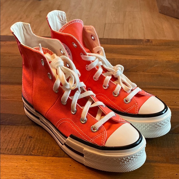 Converse | Shoes | Converse Hightop Coral Sneakers | Poshmark
